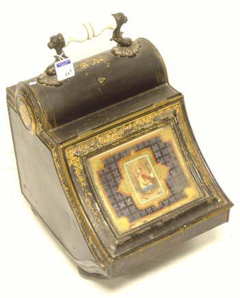 Early Decorated Tole Coal Scuttle Little Red Rid