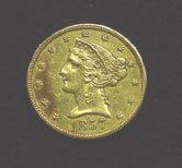 1857 $5d. Gold Coin Usa