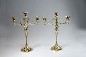 Carl Deffner, Esslingen. Pair Of Candlesticks, Cir