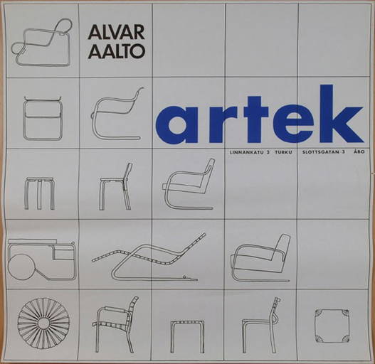 Alvar Aalto. 'artek' Poster, Designed In 1972. 70 X 70