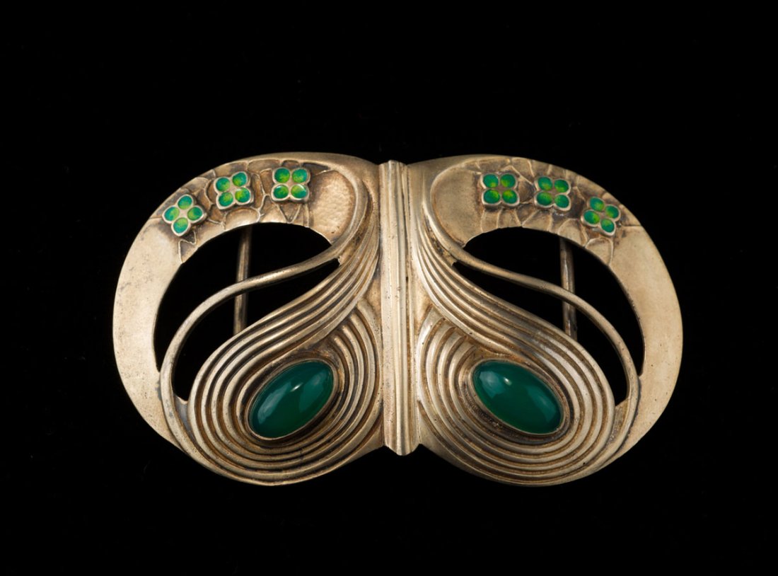 Max Joseph Gradl. Belt buckle, c1902. Two pieces. 7.9 x