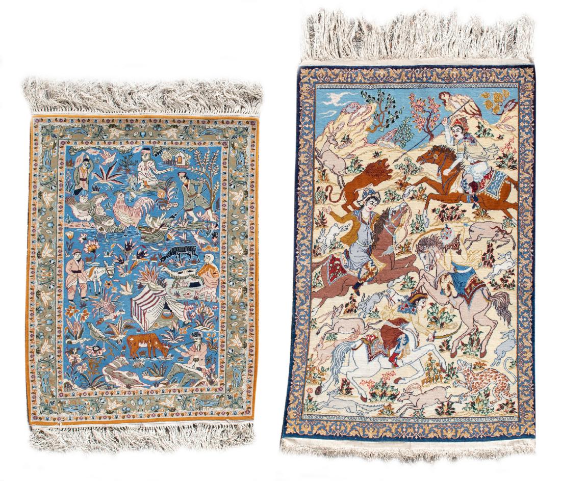 An Oriental rug, decorated with a hunting scene, wool - Jun 08, 2016 ...