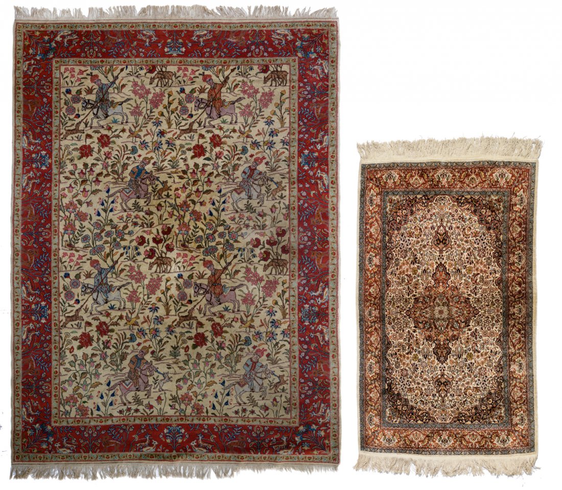 An Oriental rug, decorated with a hunting scene, wool - Jun 08, 2016 ...
