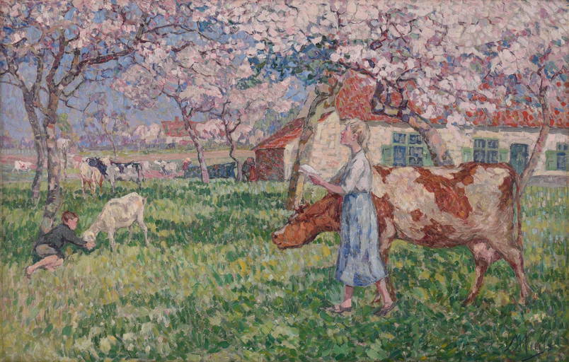 Modest Huys (1874-1932), 'Studie van lentezang - Wacken', dated 1920 ...