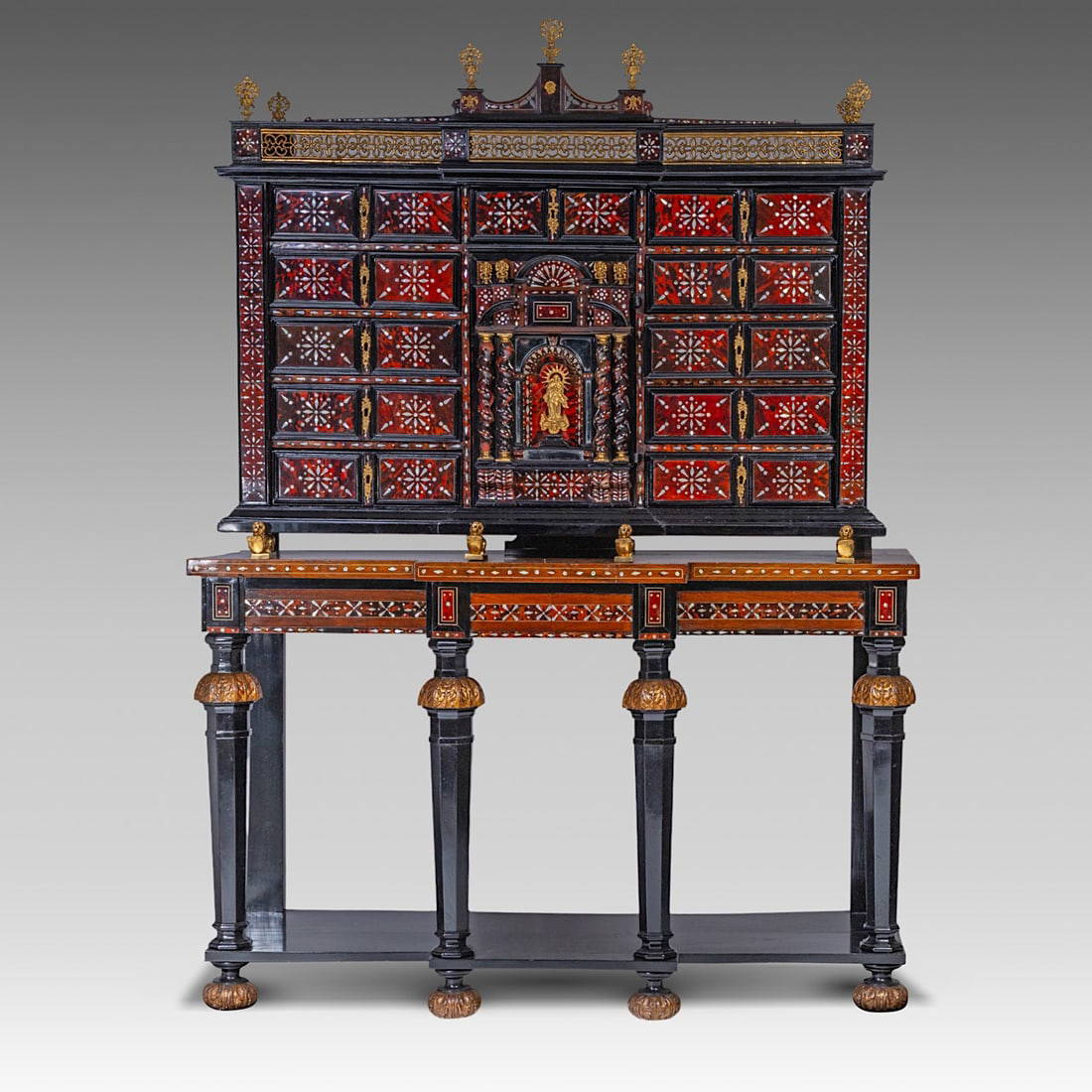 A 17thc Cabinet-on-stand, Inlaid With Tortoiseshell, Mother-of-pearl ...