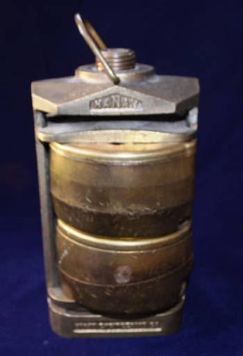 Vintage Brass Denture Flask Press Hanau Heavy Brass