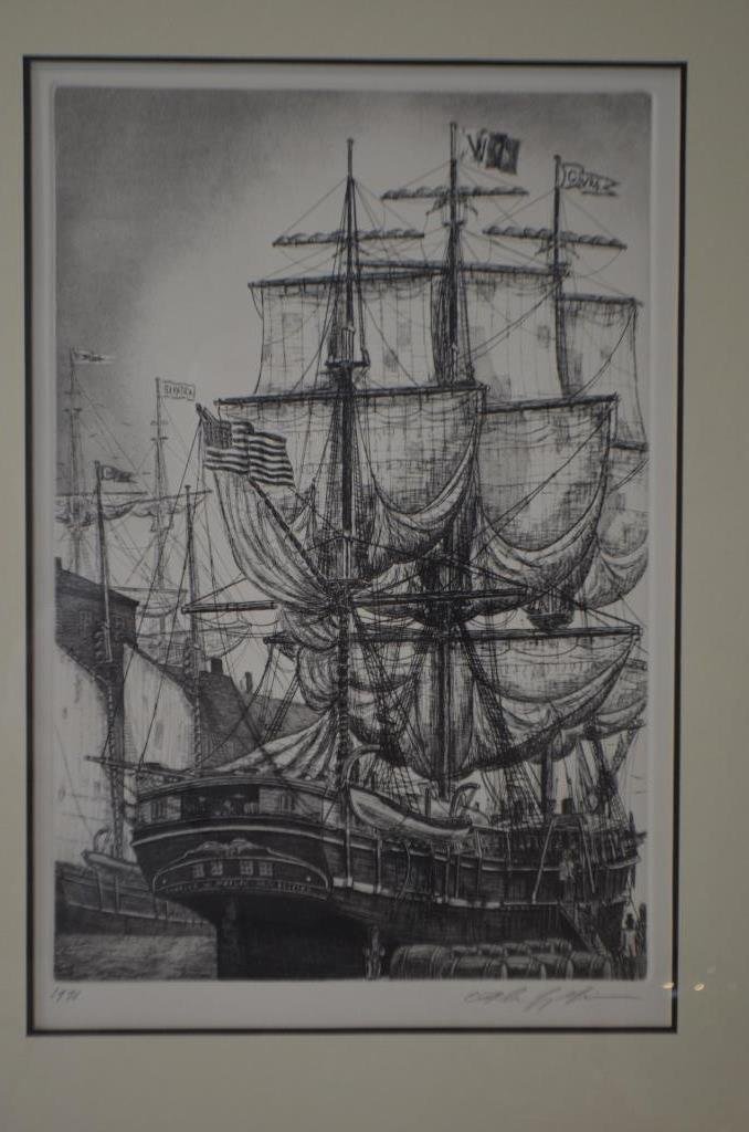 Lot of 3 Continental Navy Ships Etchings Aquatint