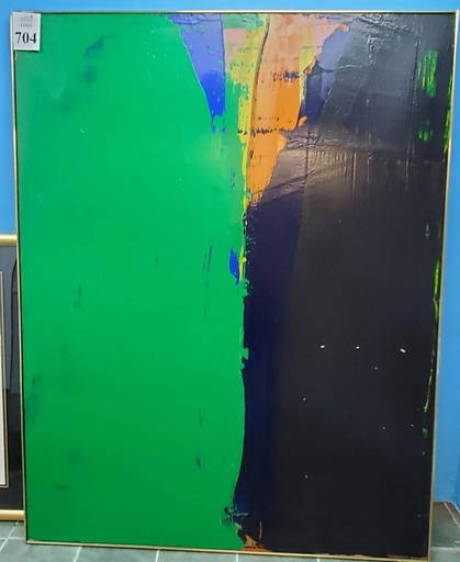Original Abstract, Aquatec On Canvas, Artist: David Daio Kelly "big Green"