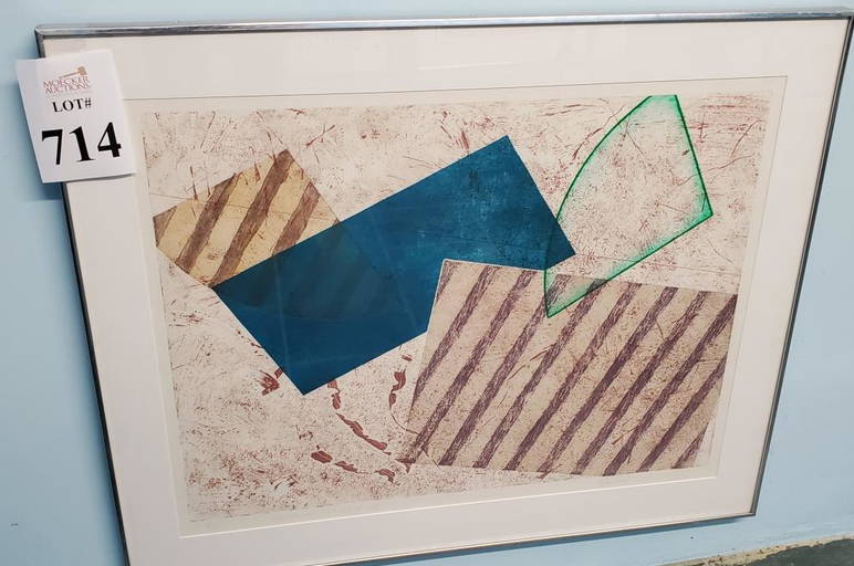 FRAMED ABSTRACT ETCHING ON PAPER, ARTIST: SALINSKY (#0714) on Oct 05 ...