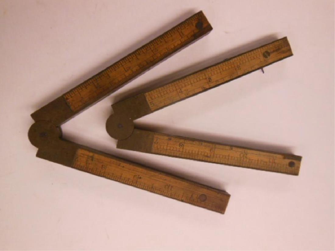 2 Vintage Multi Use Wood Folding Rulers