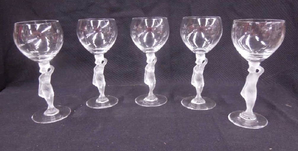 Five Bayel Crystal Bacchante Wine Glasses