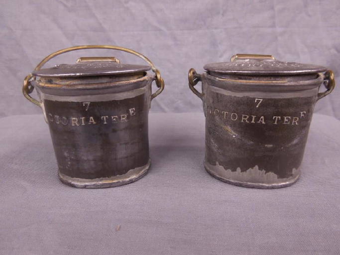 2 Antique Pewter English Dairy Containers