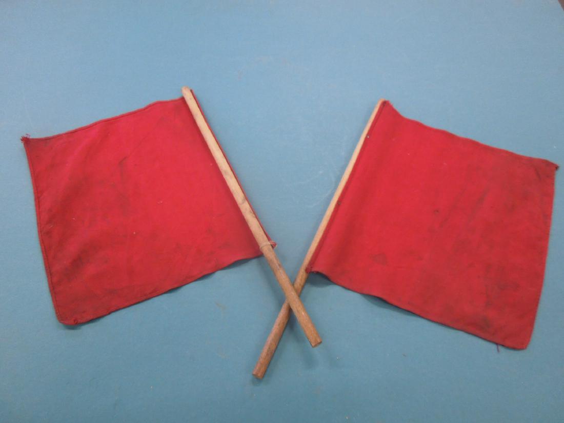 Pr Red Cloth Railroad Signal Flags