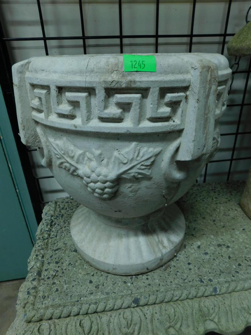 pr of cement 10" tall garden urns w grape & Greek key d - May 04, 2013 ...