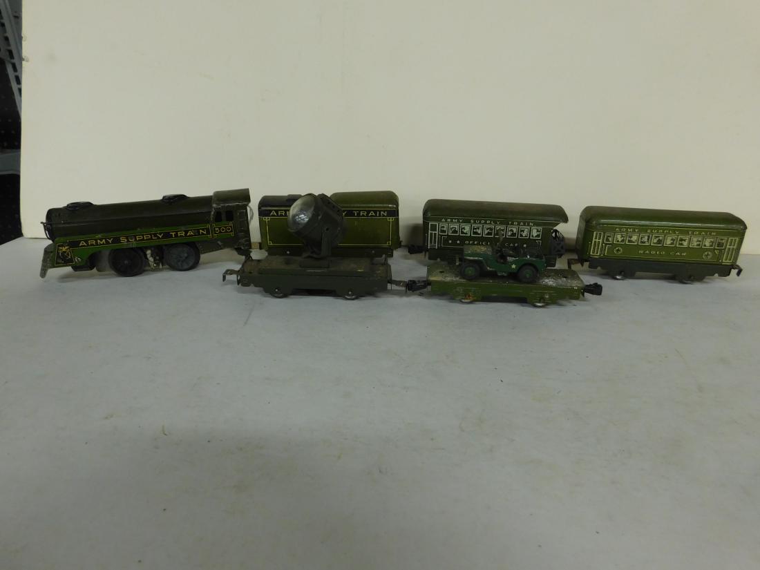 Vintage 6 Pc Marx Tin Army Train Set