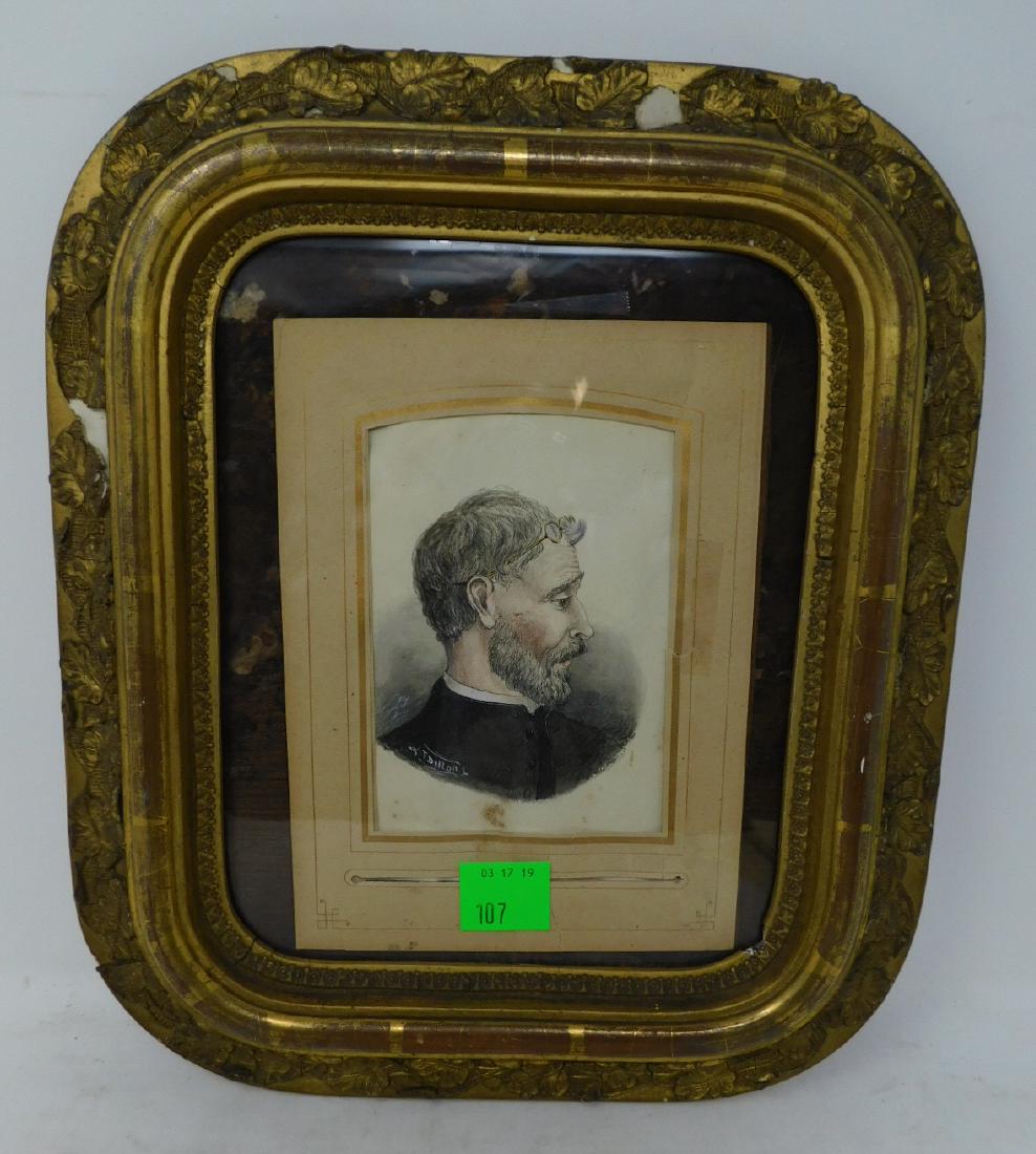 Frank Dillon Framed Watercolor Portrait