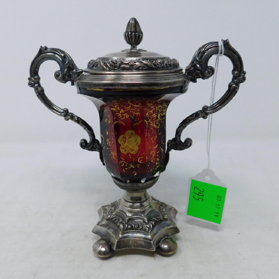 Sterling Silver & Ruby Glass Loving Cup