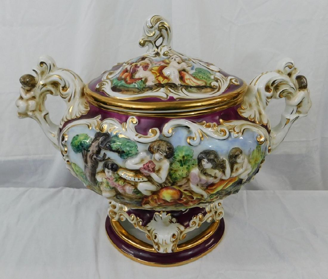 Vintage Capodimonte Footed Tureen