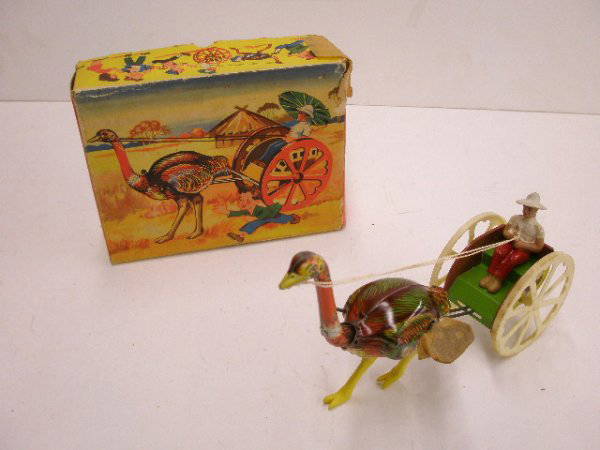 1960's West German Key Wind Ostrich Drawn Cart