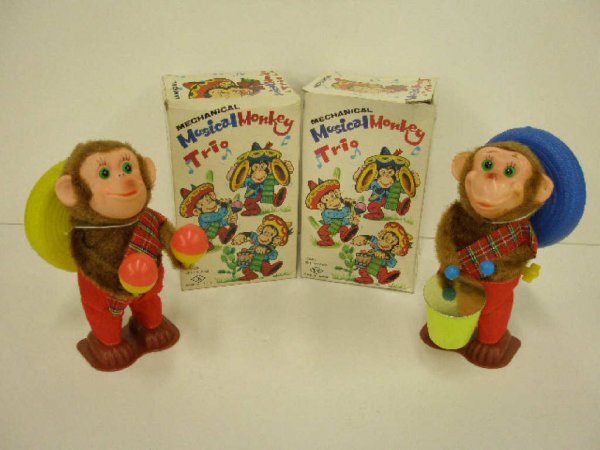 1960's Japanese Wind Up Musical Monkeys
