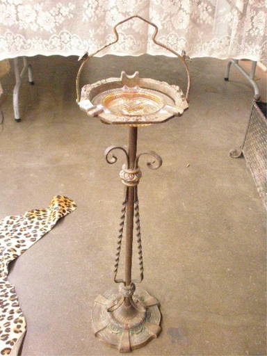 Art Deco Cast & Wrought Iron Ash Tray Stand