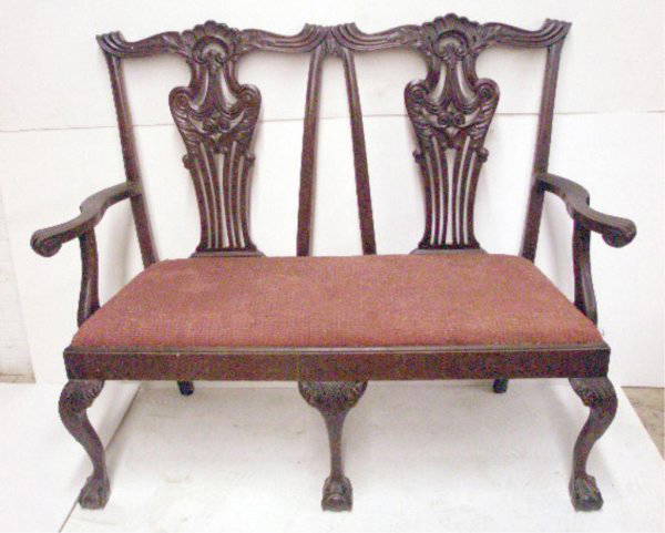 Pr Chippendale Style Seat Settees