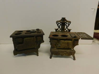 2 Cast Iron Child's Toy Stoves