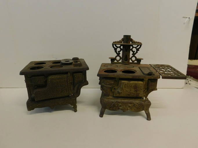 2 Cast Iron Child's Toy Stoves