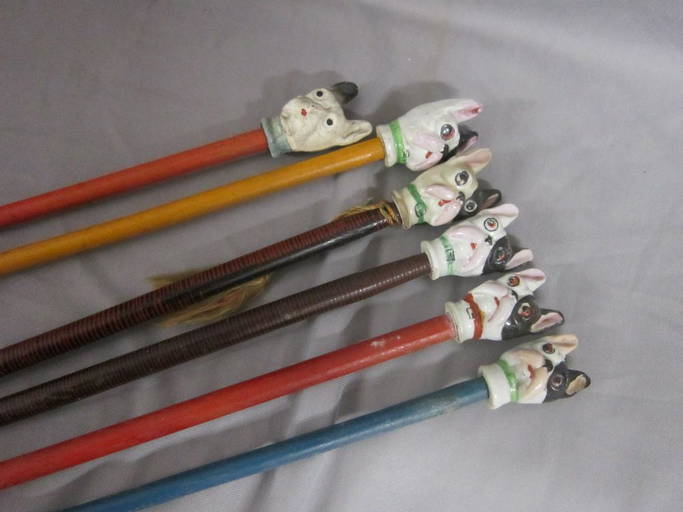 6 Porcelain Dog Head Carnival Canes
