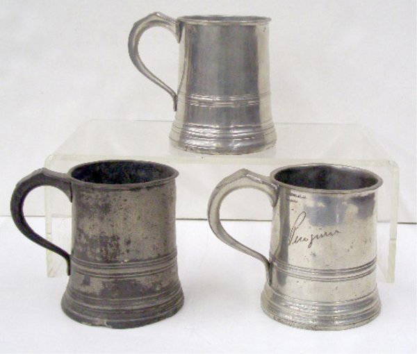 19th C. James Yates English Pewter Tankards