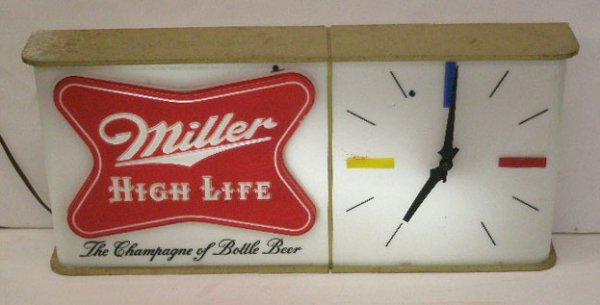 1096: 1960's Miller High Life Light Up Clock
