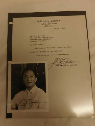 Ferdinand Marcos Signed Ephemera