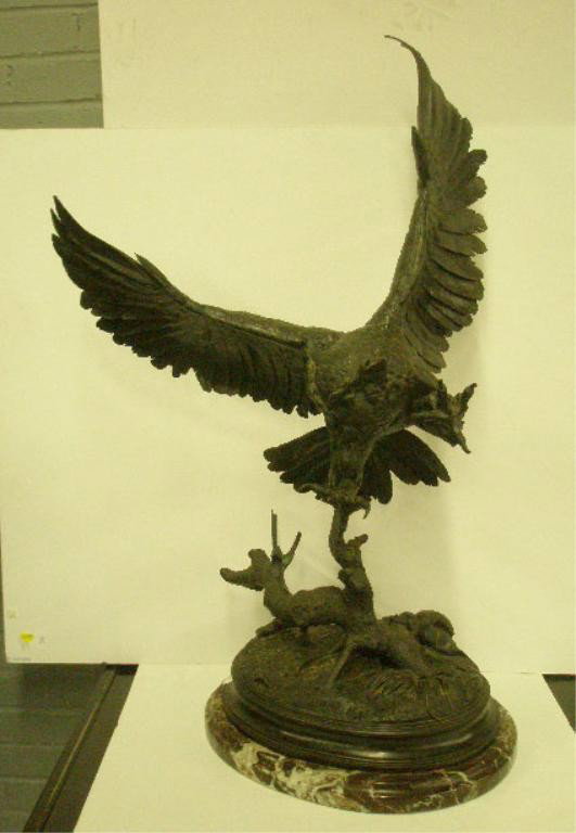 1187: Jules Moigniez Signed Bronze Owl Sculpture