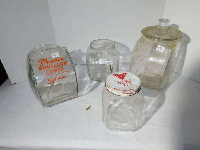 (4) Glass Store Counter Containers