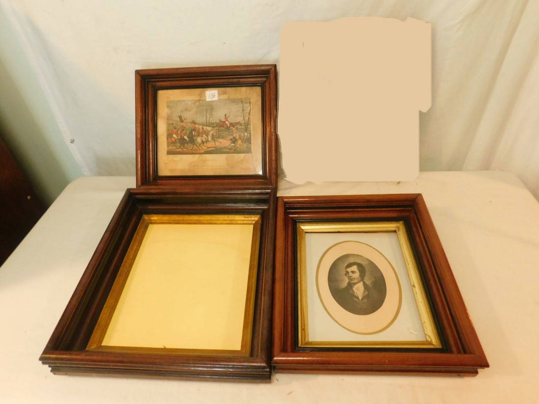 3 Vintage Walnut Frames Auction