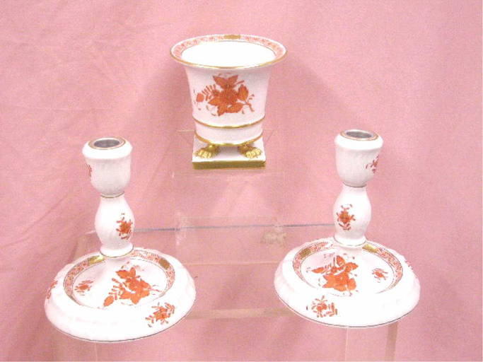 Herend Porcelain Candlesticks & Vase