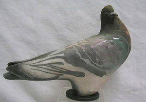 Raku Pottery Pigeon Figure