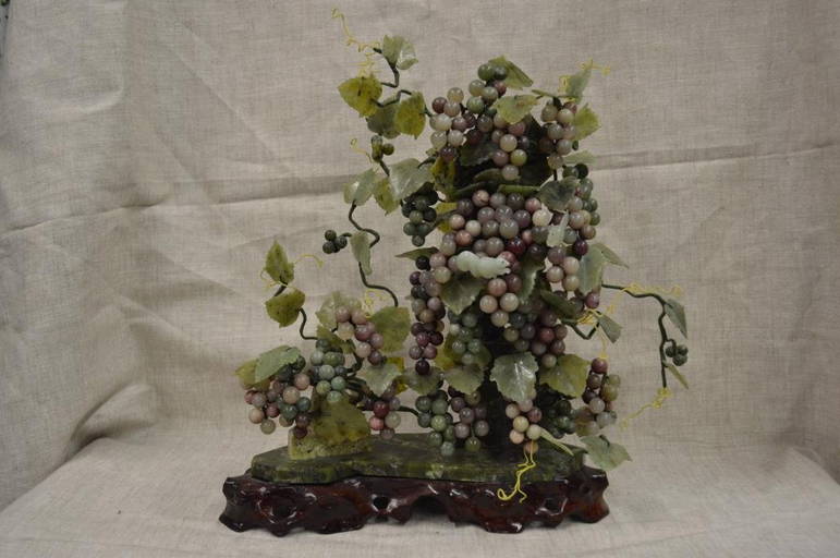 Chinese Carved Jade Grape Tree