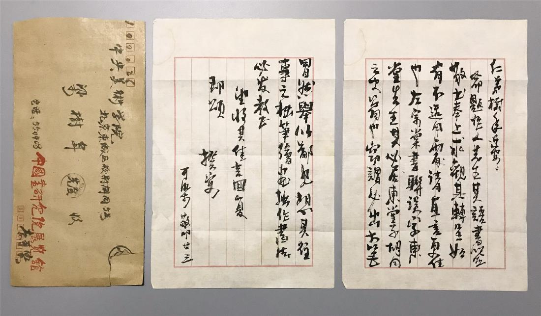 Two Pages Of Chinese Handwritten Letter With Envelope