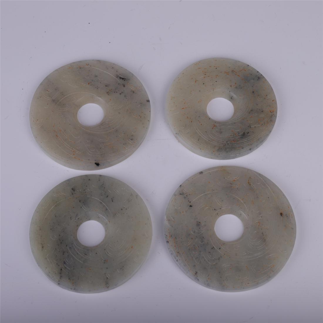 Four Chinese Jade Round Bi Disk