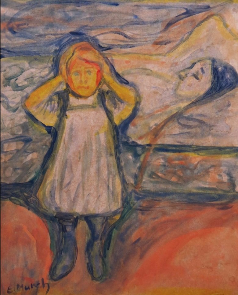 Edvard Munch, signed tempera on old paper