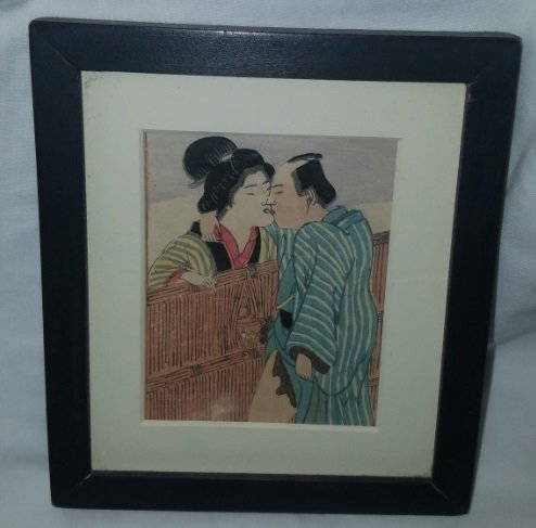 Japanese Ink Pen Mini Drawing On Old Paper