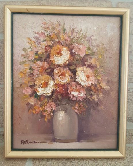 Helman,textured Oil Palette Knife Painting Of Flowers