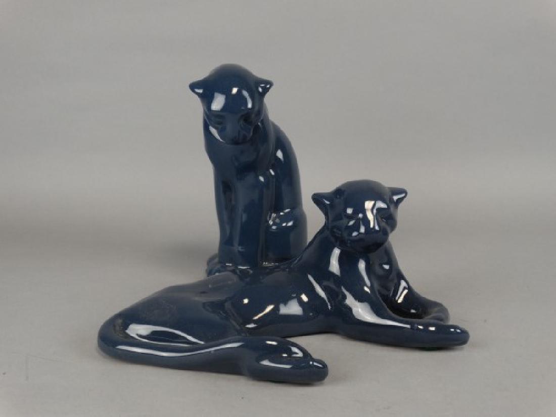 Frankoma Pottery Navy Blue Puma Set