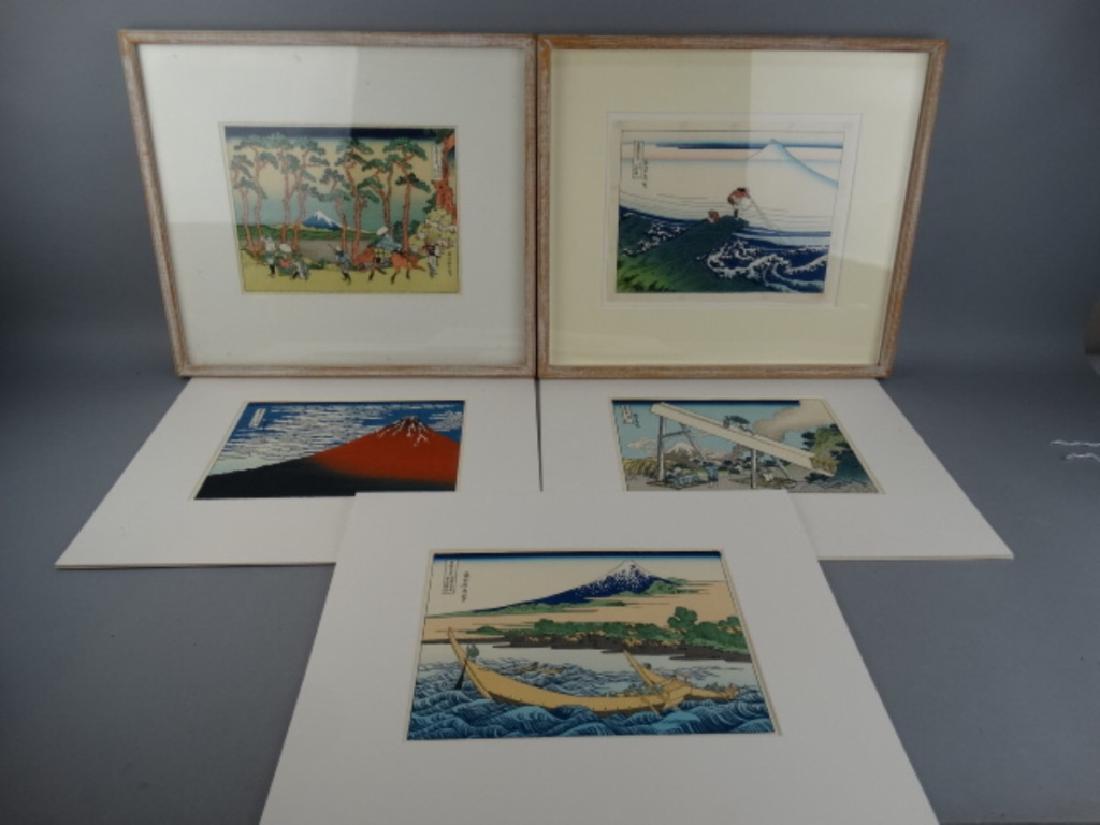 After Katsushika Hokusai 5 Woodblock Prints