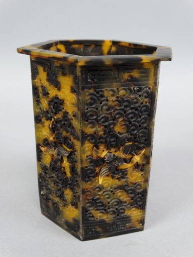 Octagon Shaped Tortoise Shell Pen Holder