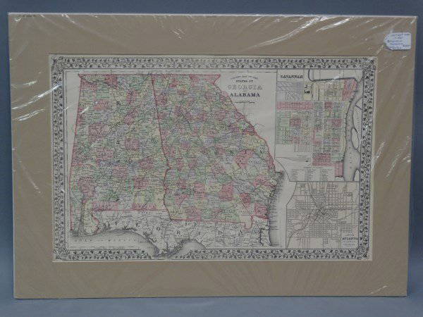 Antique Map : Georgia & Alabama 1880