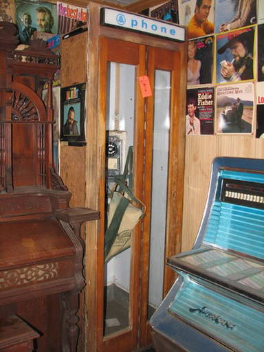 Antique Wooden Phone Booth With Telephone