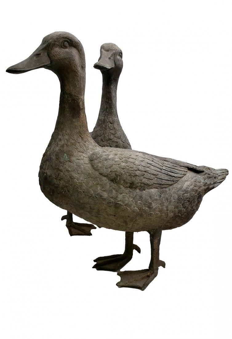 Vintage Bronze Life Size Garden Ducks