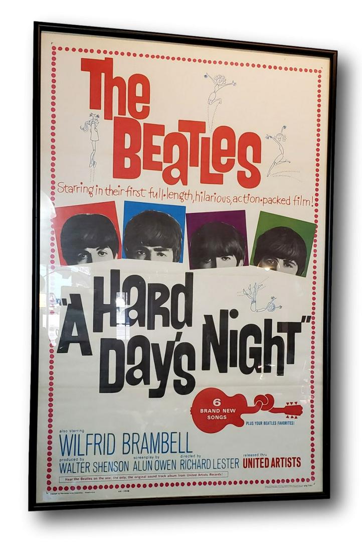 The Beatles 1964 A Hard Day's Night Original One Sheet Movie Poster Framed